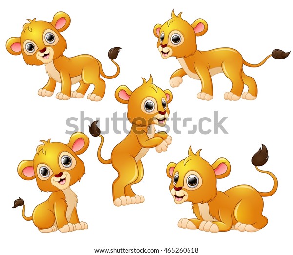 Lion Cartoon Set Collection Stock Vector (Royalty Free) 465260618 ...