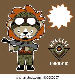 Lion Cartoon Special Forces Vector Cartoon Stock Vector (Royalty Free ...