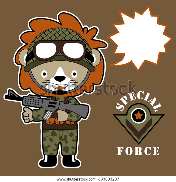 Lion Cartoon Special Forces Vector Cartoon Stock Vector (Royalty Free ...