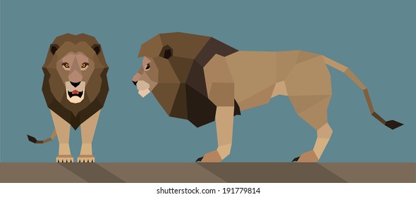 Lion Flat Design Simple Illustration Flat Stock Vector (Royalty Free ...