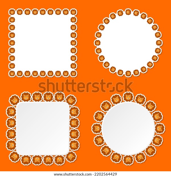 Lion Frame Banner Poster Greeting Card Stock Vector (Royalty Free ...