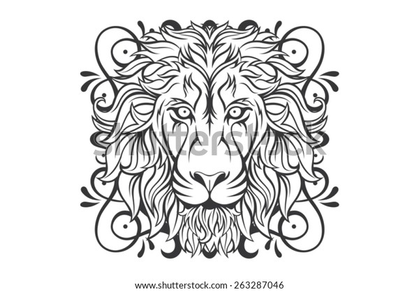 Lion Head Frame Vintage Vector Illustration Stock Vector (Royalty Free ...