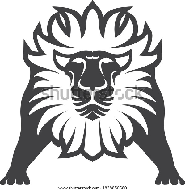 Lion Head Front View Logo Vector Stock Vector (Royalty Free) 1838850580 ...