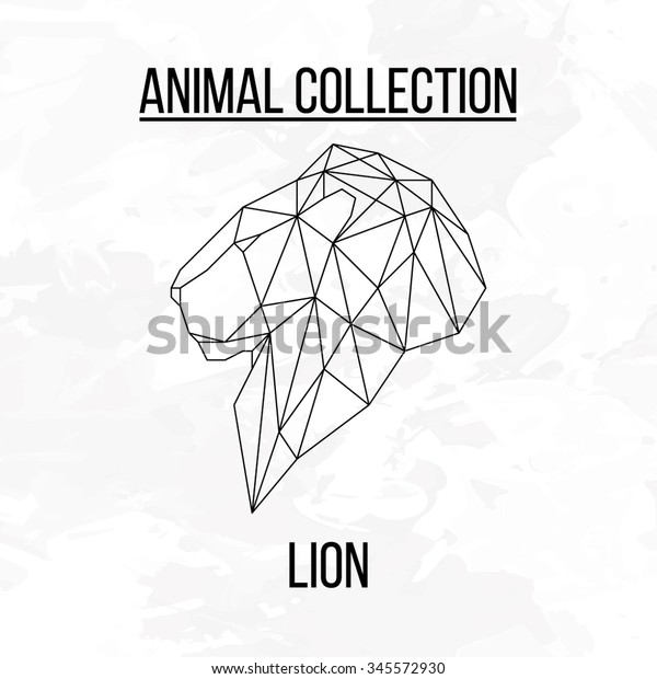 Lion Head Geometric Lines Side View Stock Vector (Royalty Free) 345572930