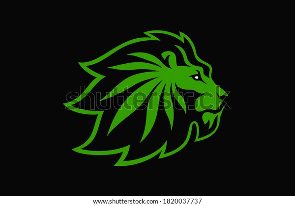 Lion Head Hidden Shape Marijuana Leaf Stock Vector (Royalty Free ...