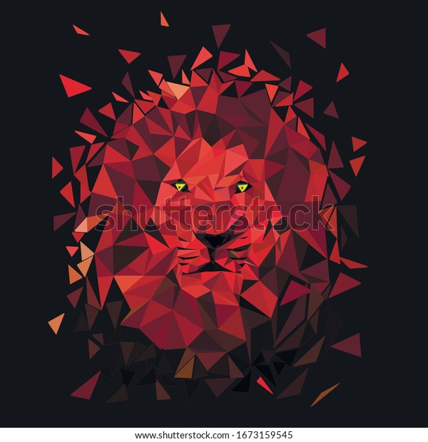 Lion Head Illustration Red Black Logo Stock Vector (Royalty Free ...