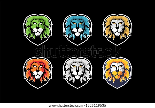Lion Head Set Vector Esport Logo Stock Vector (Royalty Free) 1225119535 ...