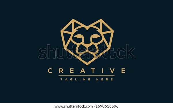 Lion heart logo design. Heart concept vector illustration