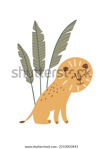 Lion Leaves Vector Illustration Cute Safari Stock Vector (Royalty Free ...