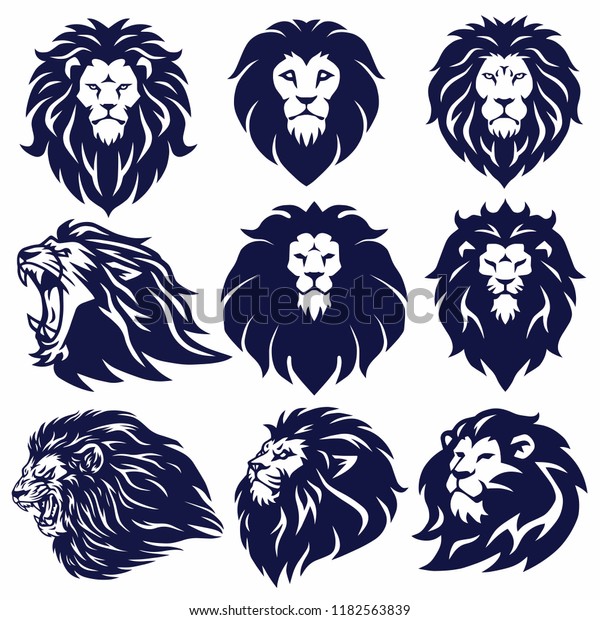 Lion Logo Set Collection Vector Design Stock Vector (Royalty Free ...
