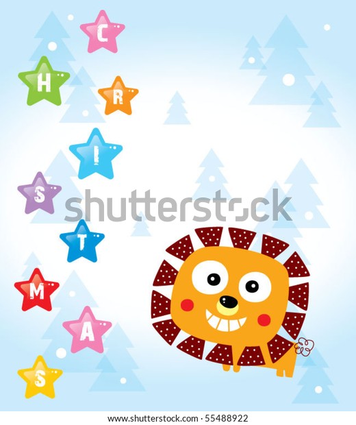 Lion Merry Christmas Stock Vector (Royalty Free) 55488922 | Shutterstock