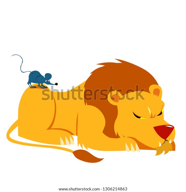 Lion Mouse Tale Vectoral Illustration Children Stock Vector (Royalty ...