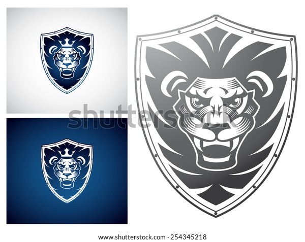 Lion On Shield Stock Vector (Royalty Free) 254345218 | Shutterstock