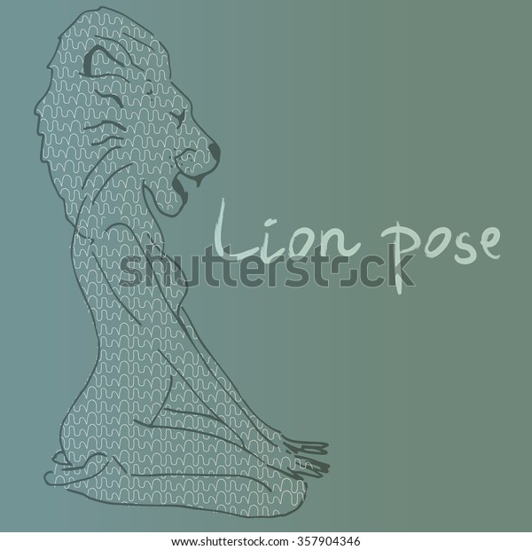 Lion Pose Yoga Female Lion Head Stock Vector (Royalty Free) 357904346 ...