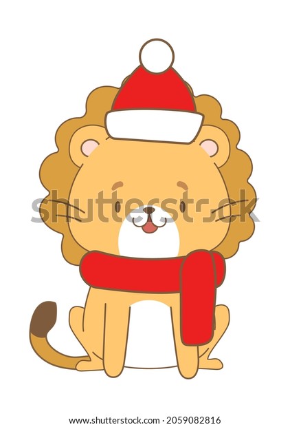 Lion Red Cap Isolated On White Stock Vector (Royalty Free) 2059082816 ...