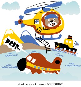 Lion Rescue Team Crew Vector Cartoon Stock Vector (Royalty Free ...
