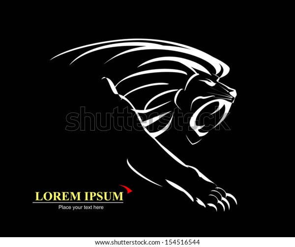 Lion Roaring Growling Dark Stock Vector (Royalty Free) 154516544 ...