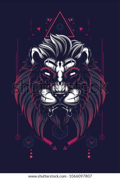 Lion Sacred Geometry : image vectorielle de stock (libre de droits ...