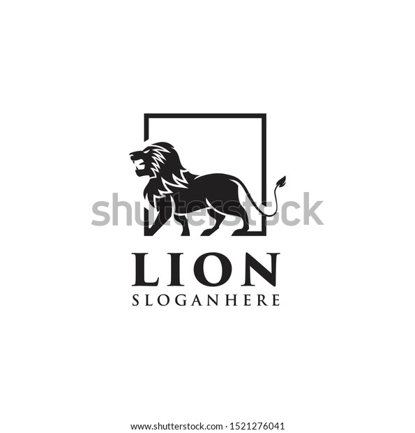 Lion Square Logo Design Lion Silhouette Stock Vector (Royalty Free ...
