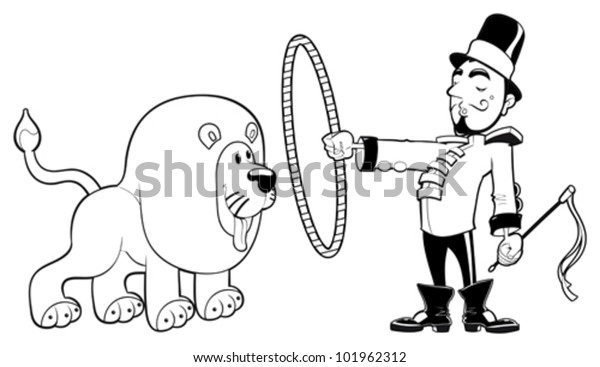 Lion Tamer Lion Funny Cartoon Vector Stock Vector (Royalty Free) 101962312