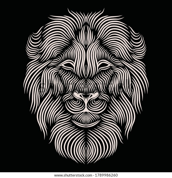 Lion Vector Line Art Illustration Stock Vector (Royalty Free ...