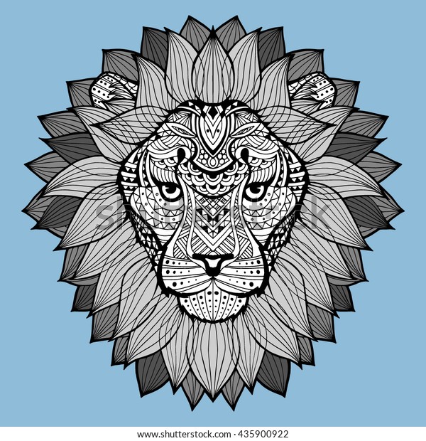 Lion Zentangle Style Lions Head Painted Stock Vector (Royalty Free ...