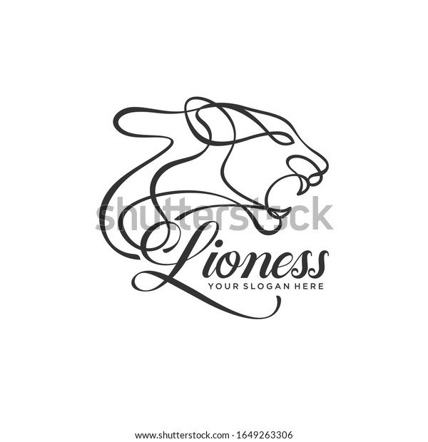 Lioness Lineart Logo Template Vector Illustration Stock Vector (Royalty ...