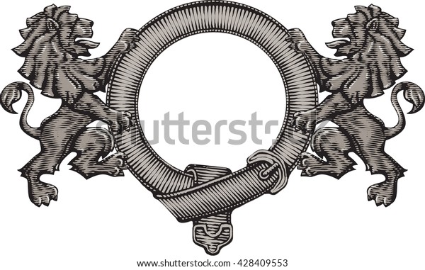 Lions Frame Vector Strapengraving Vintage Coat Stock Vector (Royalty ...
