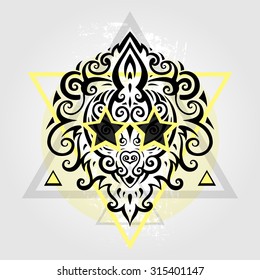 Lions Head Tribal Pattern Polynesian Tattoo Stock Vector (Royalty Free ...