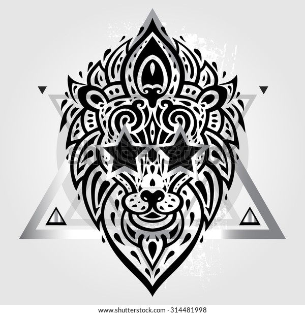 Lions Head Tribal Pattern Polynesian Tattoo Stock Vector (Royalty Free ...