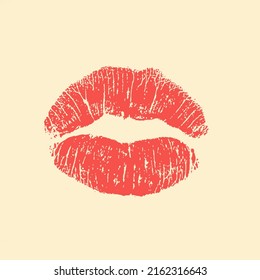 Lip Imprint Red Lips On Background Stock Vector (Royalty Free ...