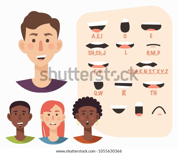 Lip Sync Collection Animation Casual Manwoman Stock Vector (Royalty ...