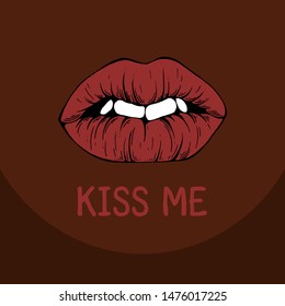Lips Ink Drawing Vector Illustration Stock Vector (Royalty Free ...