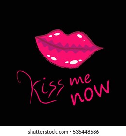 Lips Kiss Me Now Pattern On Stock Vector (Royalty Free) 536448586 ...