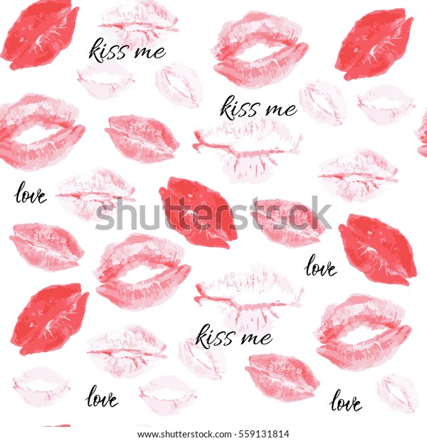Lips Marks Text On White Background Stock Vector (Royalty Free ...