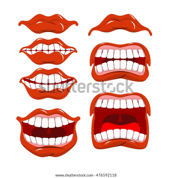 Lips Set Emotions Shouts Joy Shouting Stock Vector (Royalty Free) 476592118