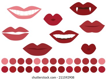 Lips Set Flat Design Vector Stock Vector (Royalty Free) 211592908 ...