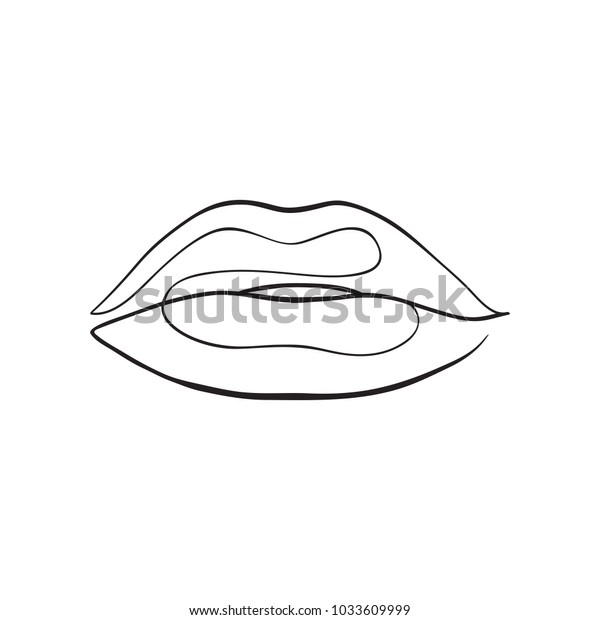 Lips Single Line Drawing Art Stock Vector (Royalty Free) 1033609999