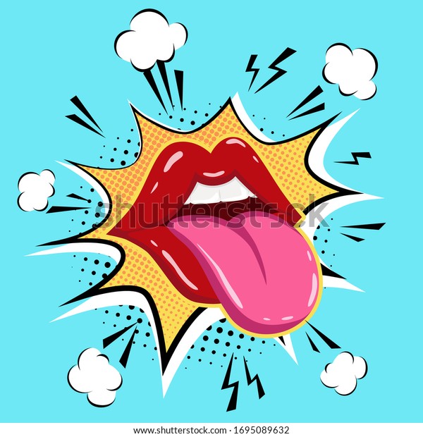 Lips Tongue Pop Art Vector Illustration Stock Vector (Royalty Free ...