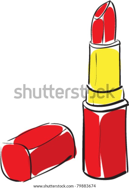 Lipstick Cartoon Sketch Vector Illustration: เวกเตอร์สต็อก (ปลอดค่า ...