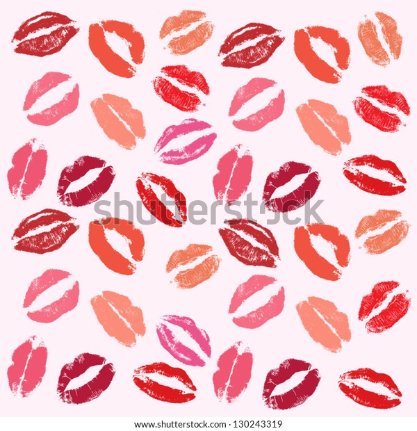 Lipstick Kiss Background Stock Vector (Royalty Free) 130243319