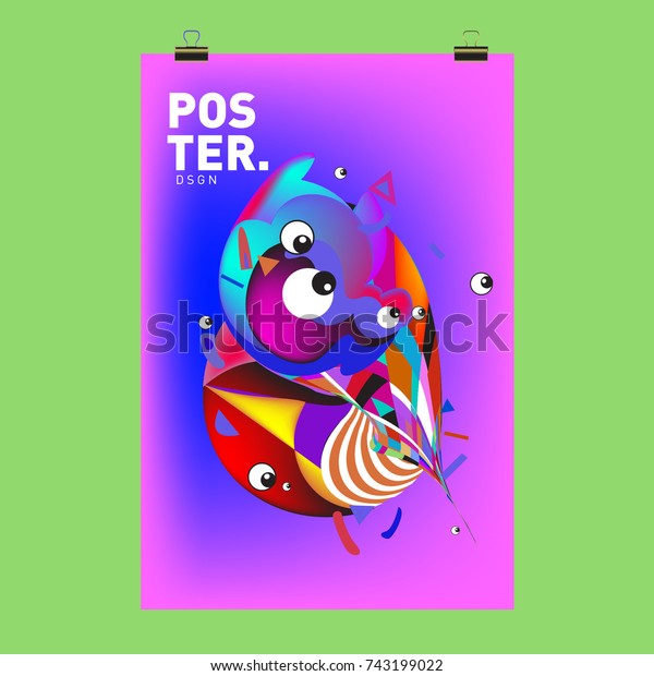 Liquid Cartoon Character Cover Poster Design Stock Vector (Royalty Free ...