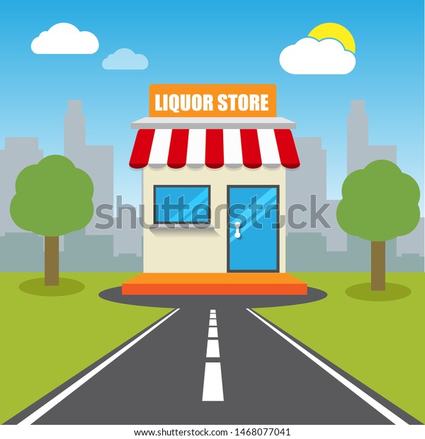 Liquor Store Front Exterior Facadeflat Designliquor Stock Vector ...