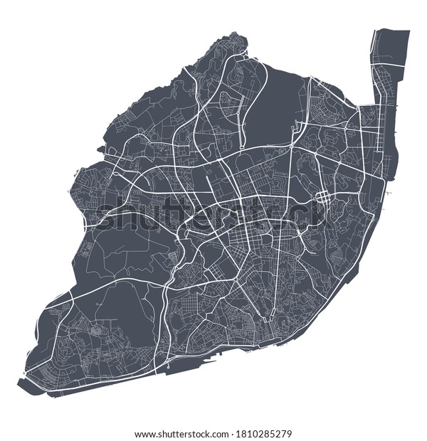 Mapa de Lisboa. Mapa vectorial detallado de la zona administrativa de ...