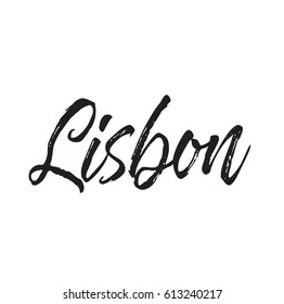Lisbon Text Design Vector Calligraphy Typography: vector de stock ...