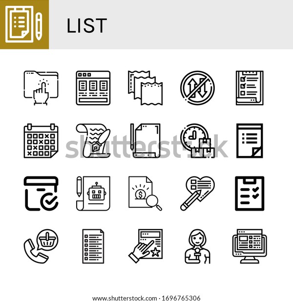 List Icon Set Collection Checklist Directory Stock Vector (Royalty Free ...