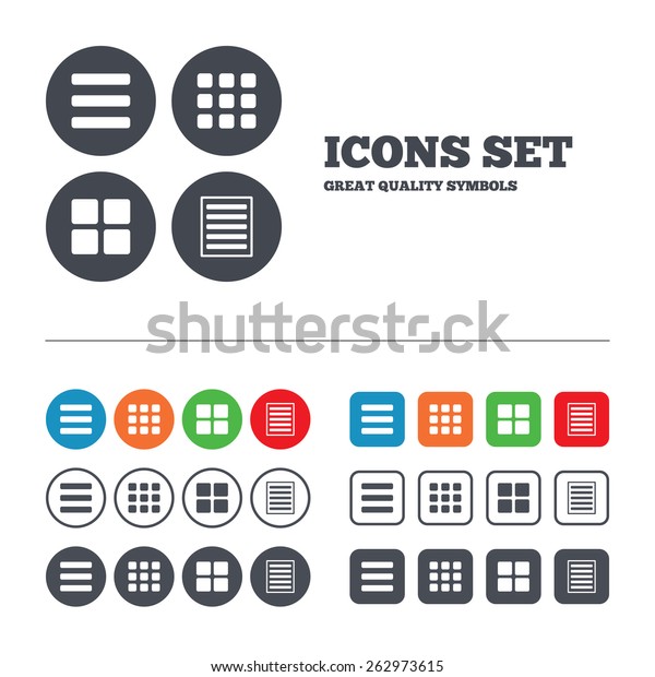 List Menu Icons Content View Options Stock Vector (Royalty Free ...