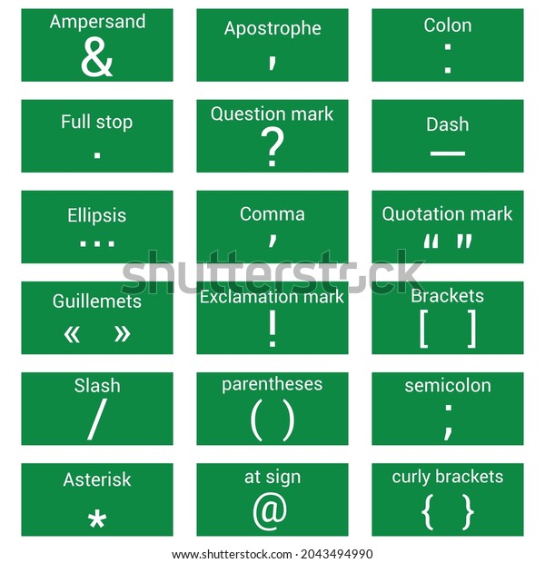 List Punctuation Marks English Grammar Vector Stock Vector (Royalty ...