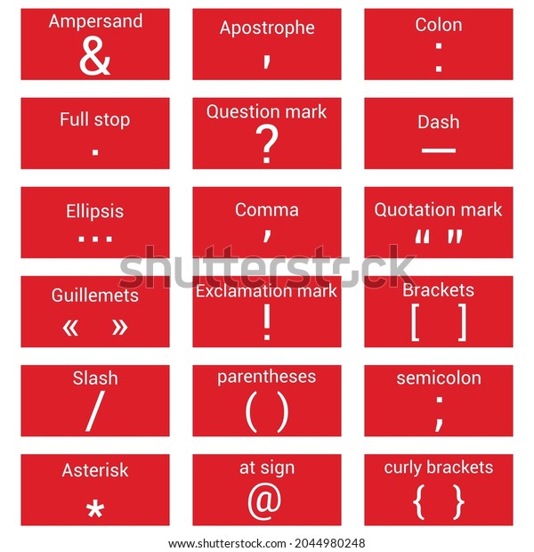 List Punctuation Marks English Grammar Vector Stock Vector (Royalty ...