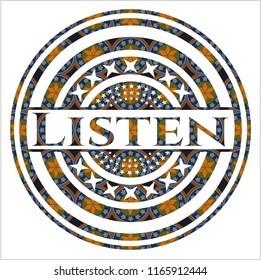 Listen Arabic Emblem Background Arabesque Decoration Stock Vector ...